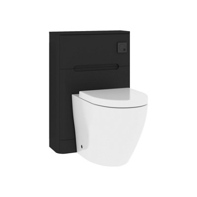 Venice 550mm Matt Black BTW WC Unit with Elva Rimless Toilet Pan & Seat ...