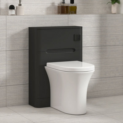 Venice 550mm Matt Nocturne Black BTW WC Unit with Breeze Rimless Toilet ...
