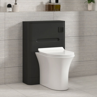 Venice 550mm Matt Nocturne Black BTW WC Unit with Breeze Rimless Toilet ...