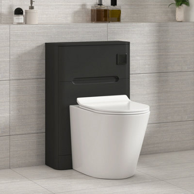 Venice 550mm Matt Nocturne Black BTW WC Unit with Cesar Rimless Toilet ...