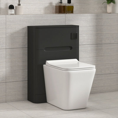Venice 550mm Matt Nocturne Black BTW WC Unit with Elena Rimless Toilet ...