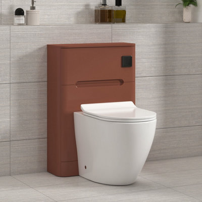 Venice 550mm Terracotta Clay BTW WC Unit with Elva Rimless Toilet Pan ...