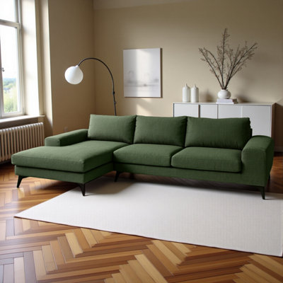 Venice Corner Sofa in Forest Green Left Facing with Deep Seats and ...