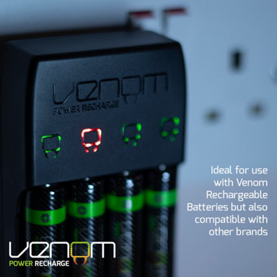 Venom Pro Charge Plug In Wall Battery Charger plus 4 x AA & 4 x AAA ...