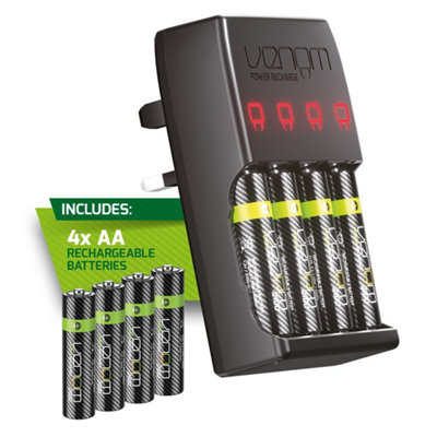 Venom Pro Charge Plug In Wall Battery Charger plus 4 x AA Rechargeable ...