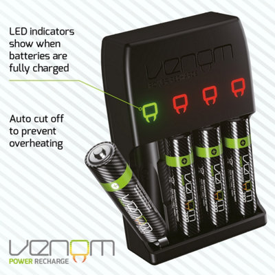 Venom Pro Charge Plug In Wall Battery Charger plus 8 x AA Rechargeable ...