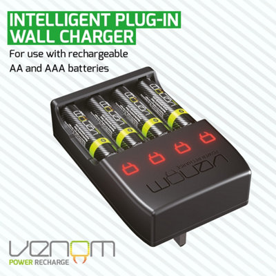 Venom Pro Charge Plug In Wall Charger Battery Charger plus 4 x AAA ...