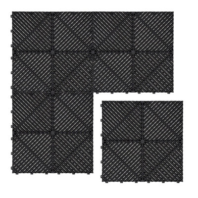 Vented Garage Floor Tiles Black (x120) with Edges (x46)
