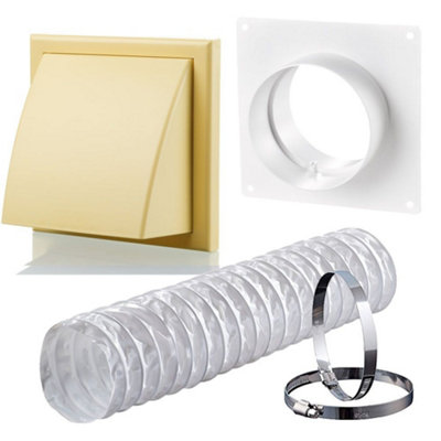 Ventilation PVC Flexible Duct Cowled Wall Kit 100mm Cotswold Stone