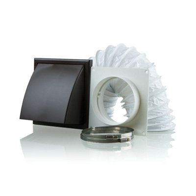 Ventilation PVC Flexible Duct Cowled Wall Kit 125mm Brown