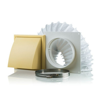 Ventilation PVC Flexible Duct Cowled Wall Kit 150mm Cotswold Stone