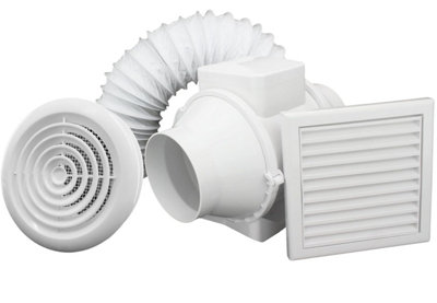 Vents 100 mm (4) Inline Bathroom Extractor Fan Kit with Run-On Timer ...