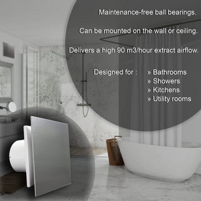 VENTS NAZAIR 100 mm - 4 inch Modern Bathroom Shower Extractor Fan with ...