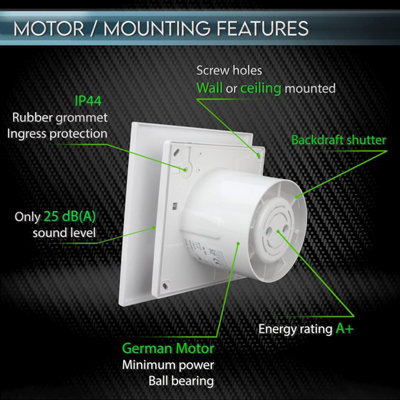 VENTS NAZAIR Chrome 4 inch Luxury Designer Extractor Fan with Pull Cord ...