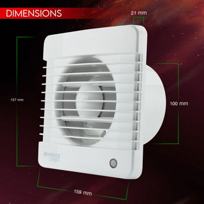 VENTS Silent 100mm (4-Inch) Diameter Bathroom Extractor Fan with Run-On ...