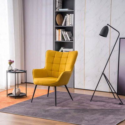 Vera Fabric Occasional Living Room Bedroom Modern Metal Legs Accent ...