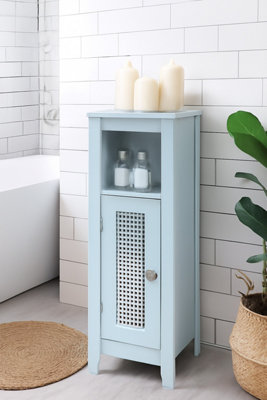 Vera Faux Rattan Slimline Bathroom Storage Cabinet,White | DIY at B&Q