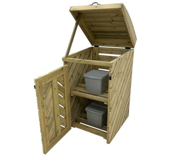 VerdiBin wheelie bin storage unit, Single, with recycling shelf | DIY ...