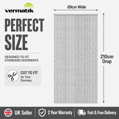 Vermatik Aluminium Silver Fly Screen Curtains 89cm x 210cm Metal Door ...