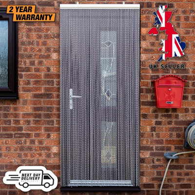 Vermatik Aluminium Silver Fly Screen Curtains 89cm x 210cm Metal Door ...