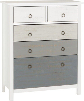 Vermont 5 Drawer Chest 3+2 in White and Grey Finish at B&Q