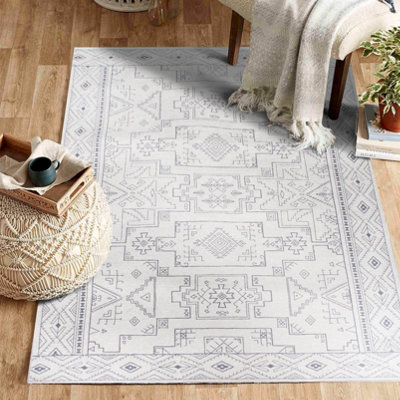 Vernal Felix Geometric berber Area Rug Grey & White , 152 cm x 213 cm ...