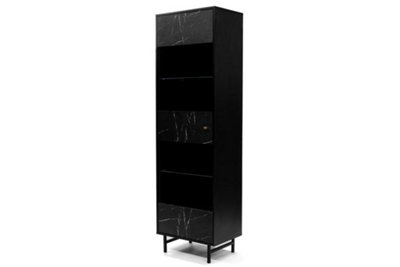 Veroli 04 Tall Display Cabinet - Modern Elegance in Black and Marble ...