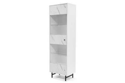 Veroli 04 Tall Display Cabinet - Modern Elegance in White and Marble ...