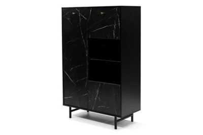 Veroli 05 Display Cabinet in Black and Marble Finish - Contemporary ...