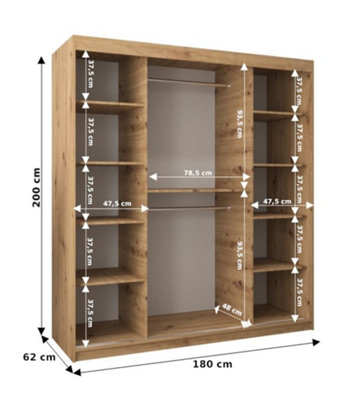 Verona 01 Contemporary 2 Sliding Door Wardrobe 9 Shelves 2 Rails White ...