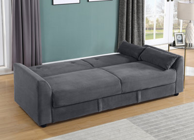 Verona 3-Seater Clic Clac SofaBed, Ribbed Fabric, Large Hidden Storage, Space Saving Sofa, with ...