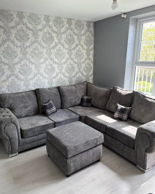 Verona Corner - Fullback Grey + Footstool | DIY at B&Q