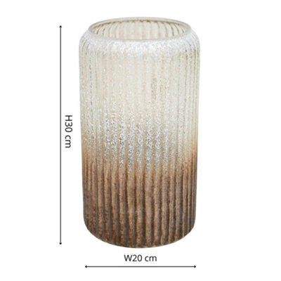 Verre Tall Frosted Ribbed Glass Gold Vase H30Cm W20Cm | DIY at B&Q