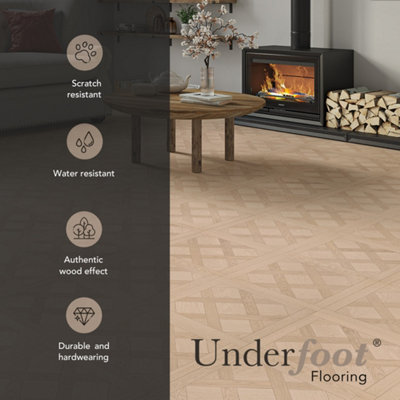 Versailles Style Tile Effect Laminate, 12mm Thick Flooring Planks, Oak ...
