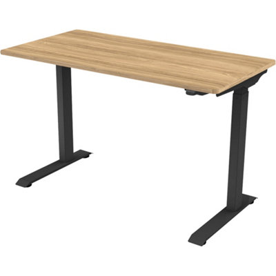 Versatile 1200 x 600mm Electric Standing Desk in Black and Oak - Height ...