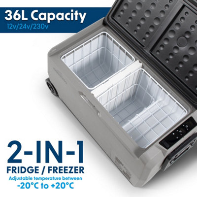 Versatile 12V & 24V Vehicle Fridge Freezer - 36L Dual Zone Cool Box for ...
