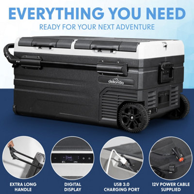 Versatile 12V & 24V Vehicle Fridge Freezer with 230V PSU - 95L Cool Box ...