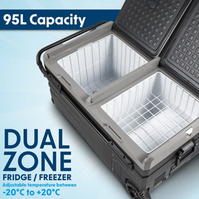 Versatile 12V & 24V Vehicle Fridge Freezer with 230V PSU - 95L Cool Box ...