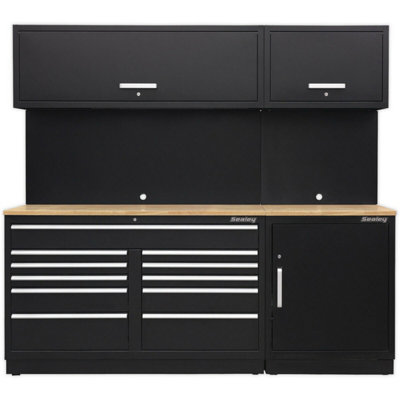 Versatile 2.3m Garage Storage Solution with Oak Worktop - Modular Units ...