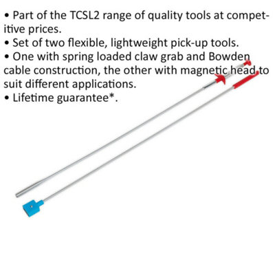 Versatile 2 Piece 610mm Flexible Pick Up Tool Set with Magnetic Head ...
