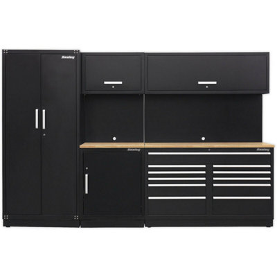 Versatile 3.3m Garage Storage System with Oak Worktop and Modular Units