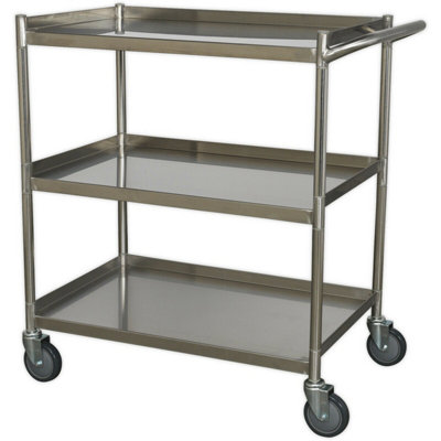 Versatile 3-Level Stainless Steel Workshop Trolley with 30kg Capacity ...
