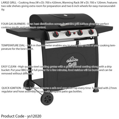 Versatile 4 Burner Gas BBQ Grill with Easy Ignition for Outdoor Cooking