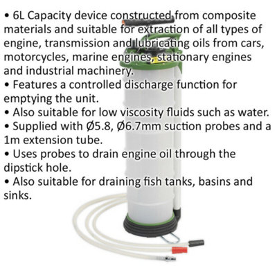 Versatile 6L Manual Oil and Fluid Extractor with Controlled Discharge