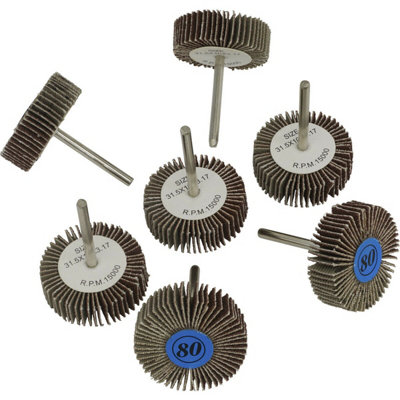 Versatile 7 Piece Rotary Tool Flap Wheel Set - 30mm Diameter with 60 ...
