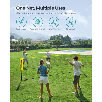 Versatile Badminton and Volleyball Net Set, Long Net, Adjustable Poles ...