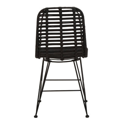 Versatile Black Natural Rattan Dining Chair, Comfortable Modern Dining ...