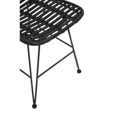 Versatile Black Natural Rattan Dining Chair, Comfortable Modern Dining ...