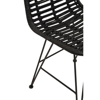 Versatile Black Natural Rattan Dining Chair, Comfortable Modern Dining ...