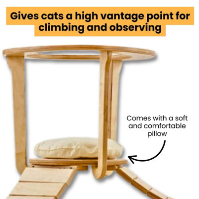 Versatile Ceiling-Mounted Cat Tree - Natural Wood Cat Tower with ...